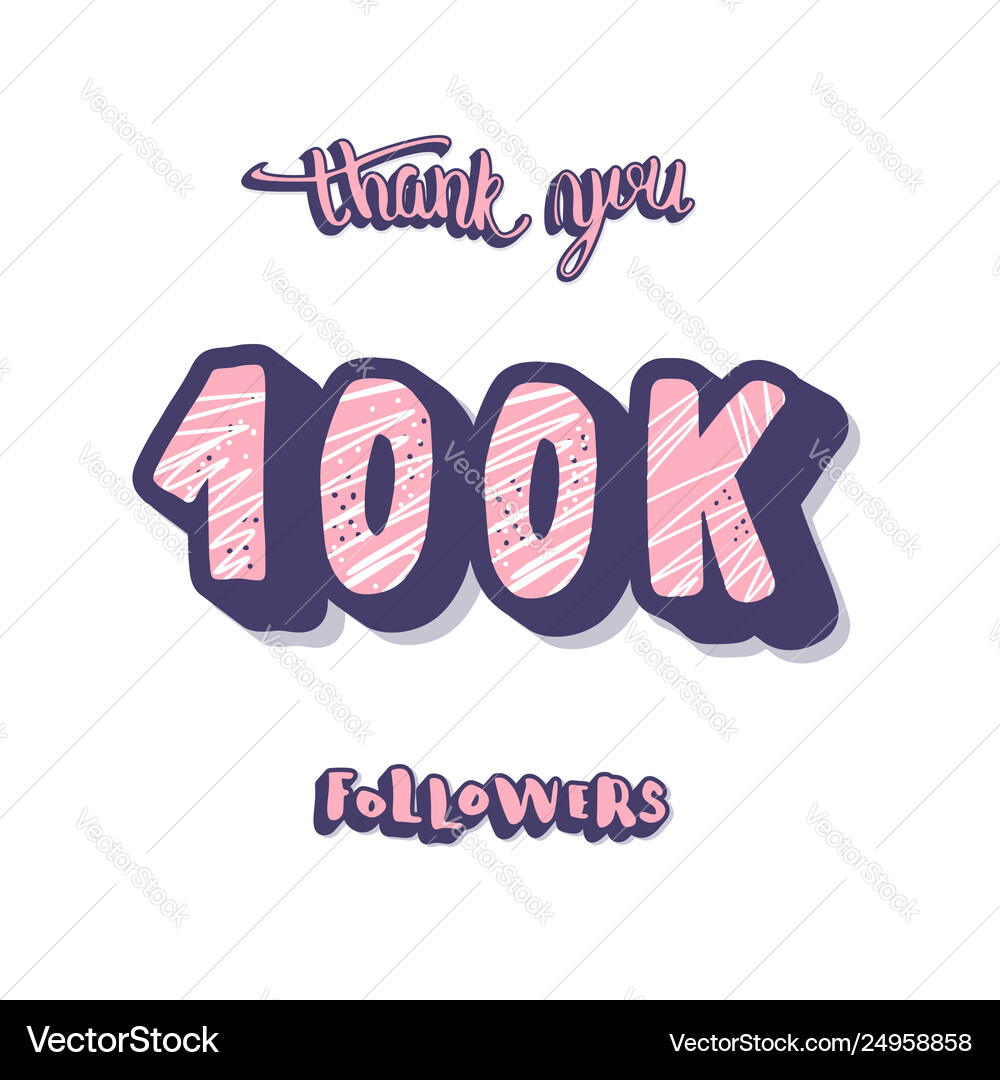 100k followers post template design Royalty Free Vector