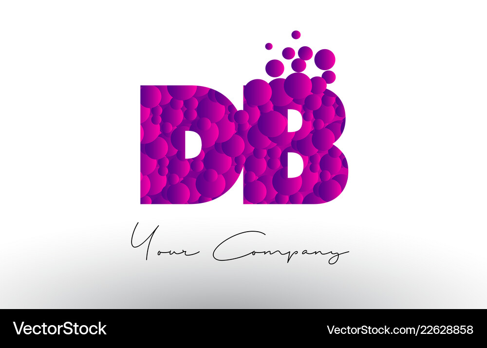 Db d b dots letter logo with purple bubbles Vector Image