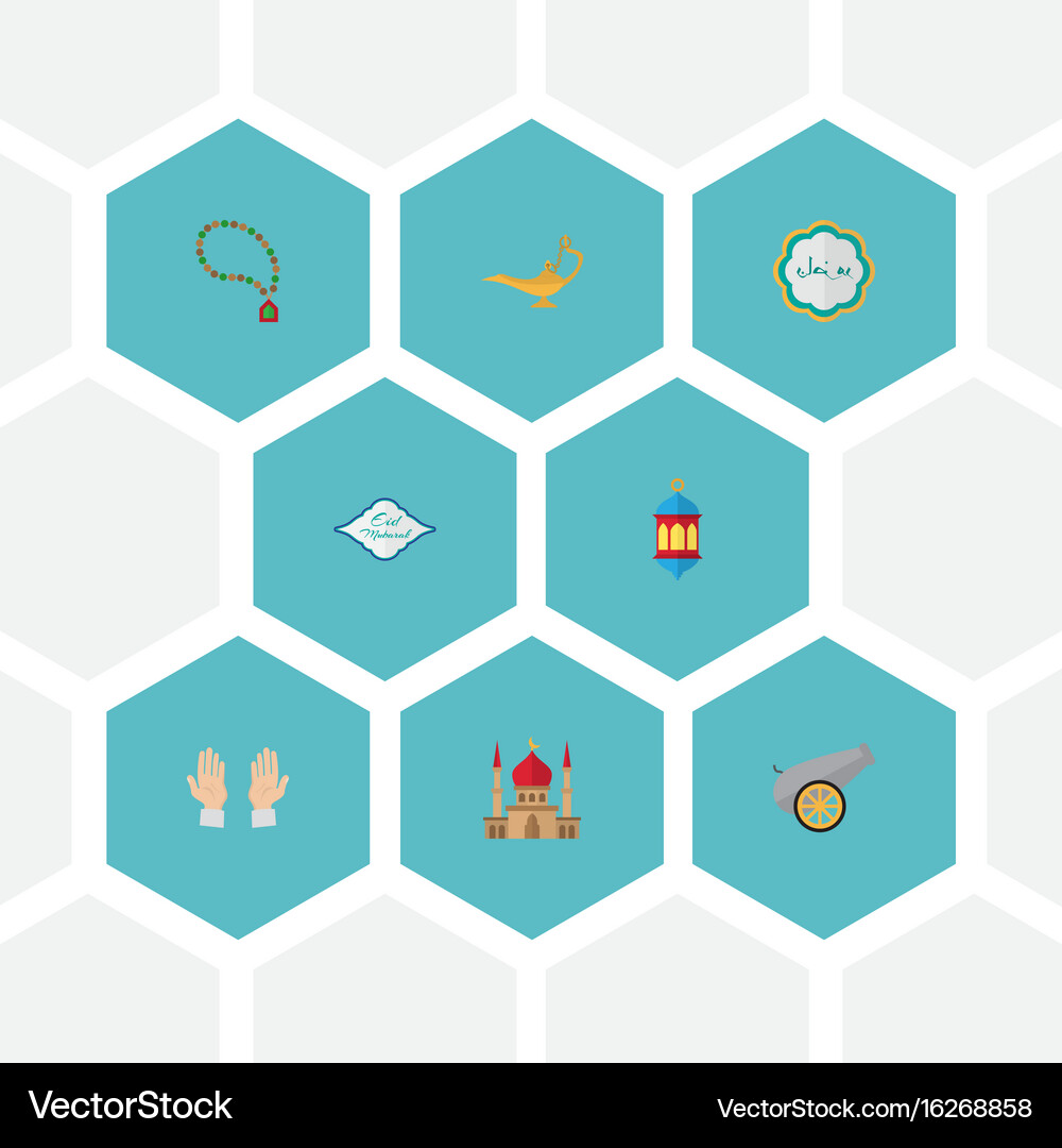 Flat icons arabic calligraphy artillery islamic Vector Image