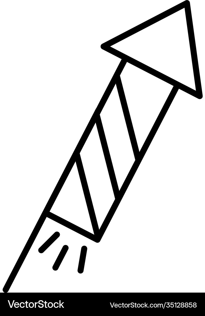 Happy merry christmas firework rocket line style Vector Image