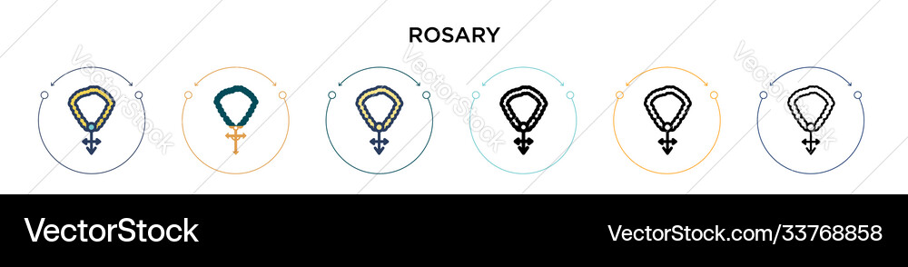 Rosary icon in filled thin line outline Royalty Free Vector
