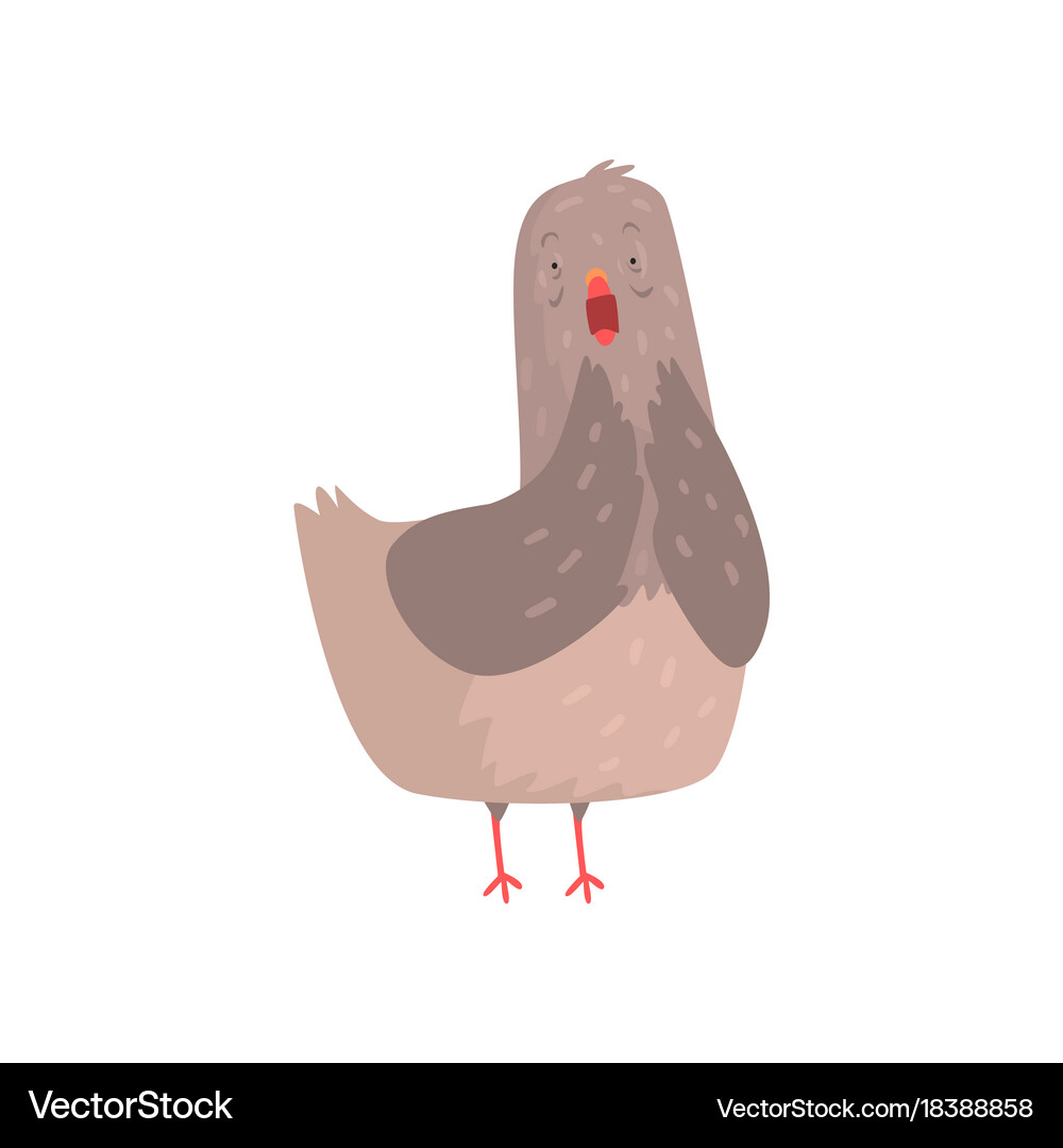 Scared dove character standing isolated on white Vector Image