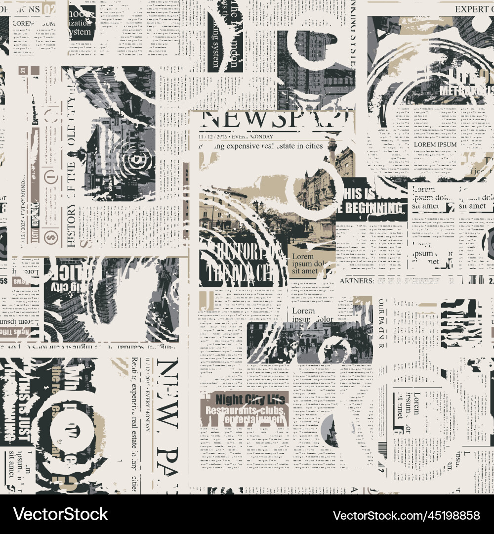 Seamless pattern with collage of newspaper Vector Image