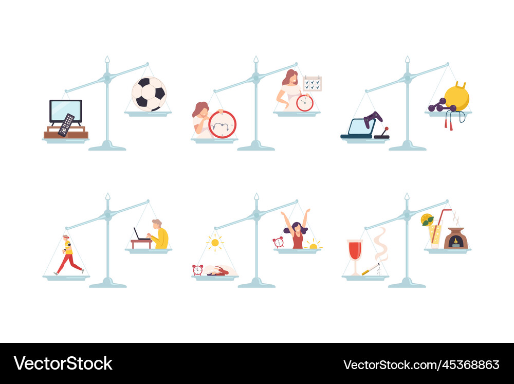 Bad and good habits set people choosing between Vector Image