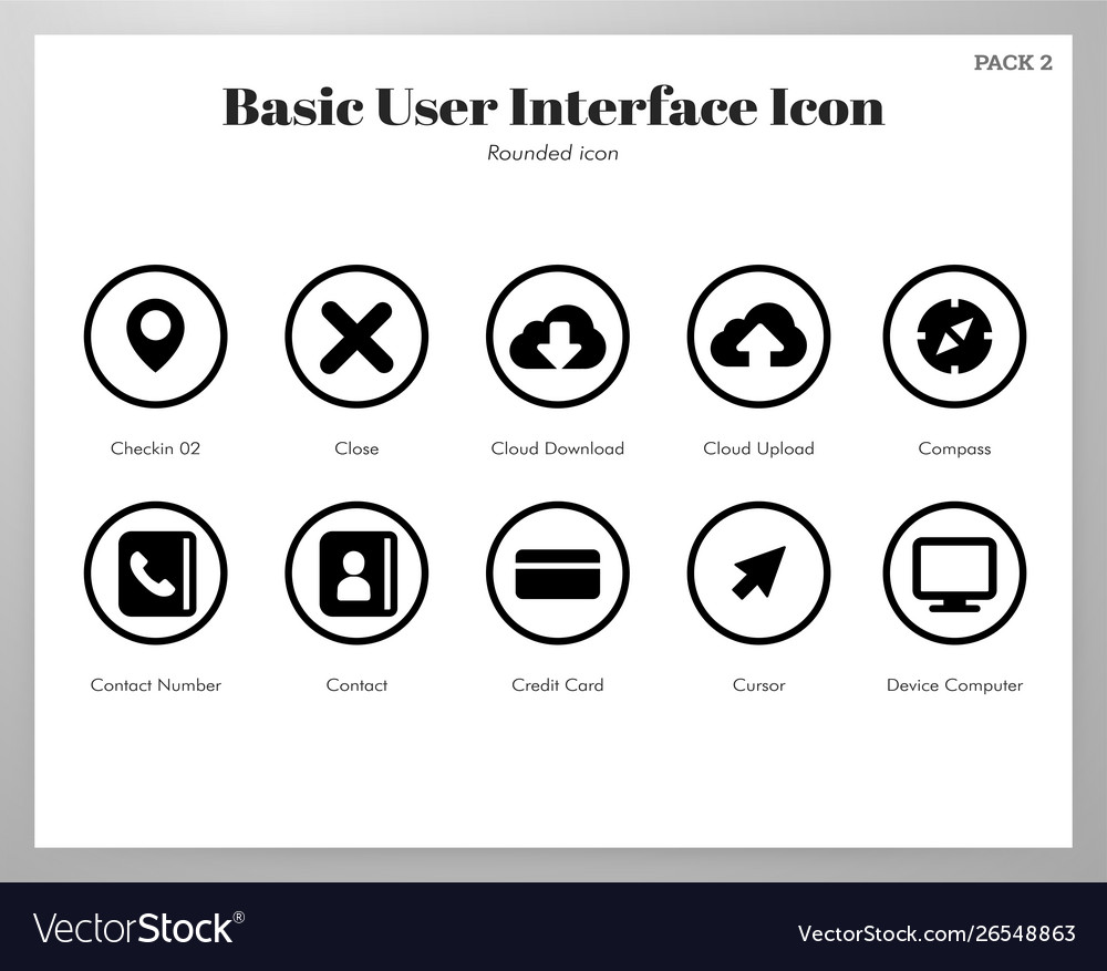 Basic ui icons rounded pack Royalty Free Vector Image