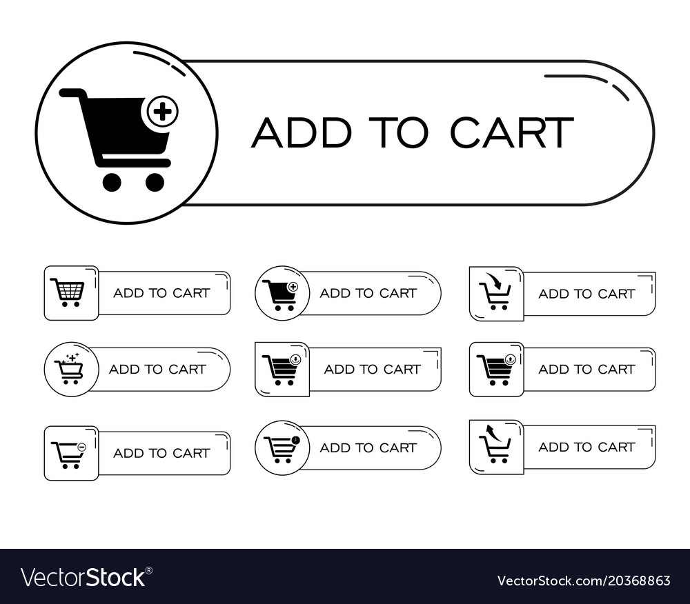 Button icon set add to cart shoping Royalty Free Vector