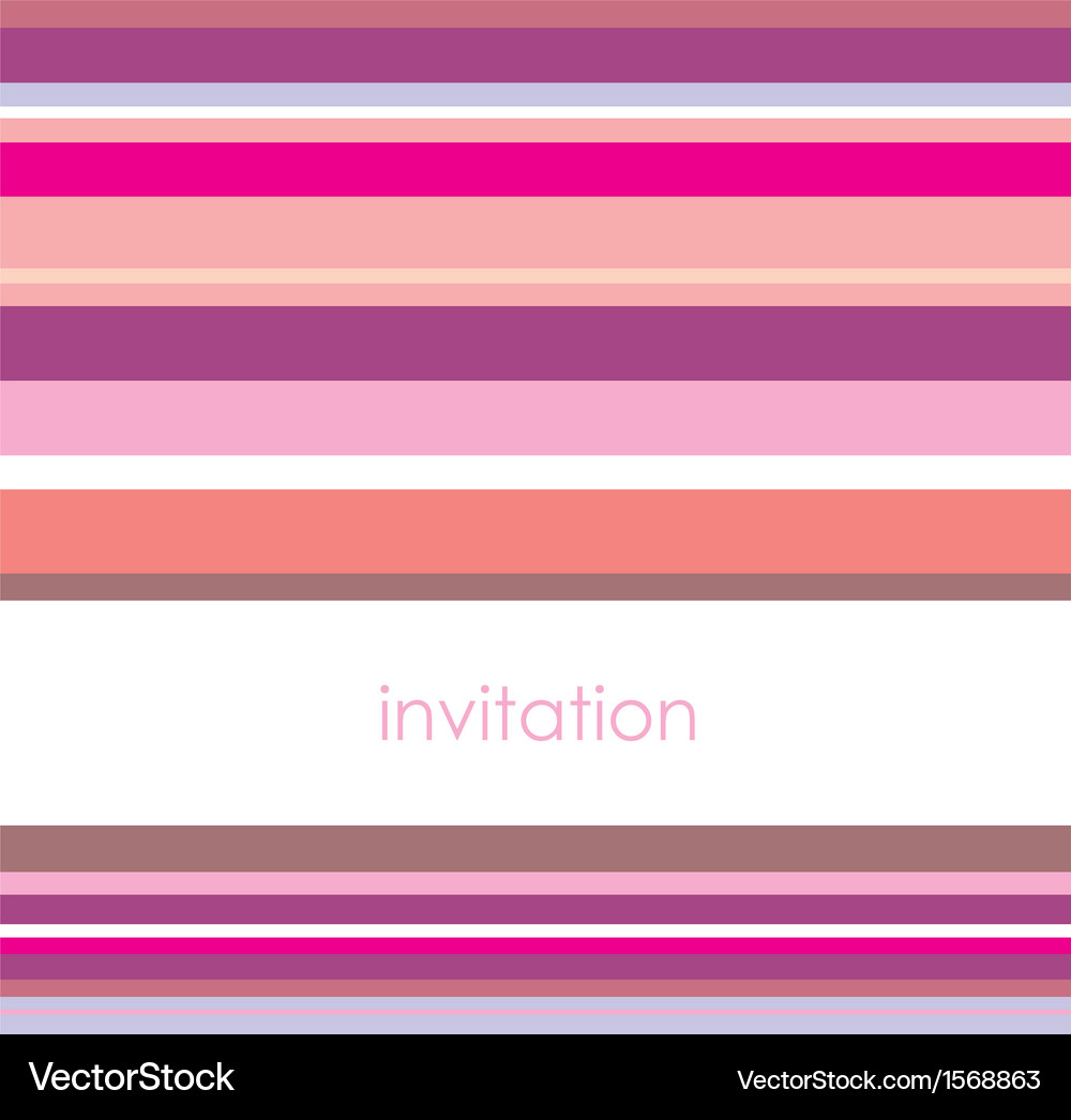 Card or invitation with pink violet strips Vector Image