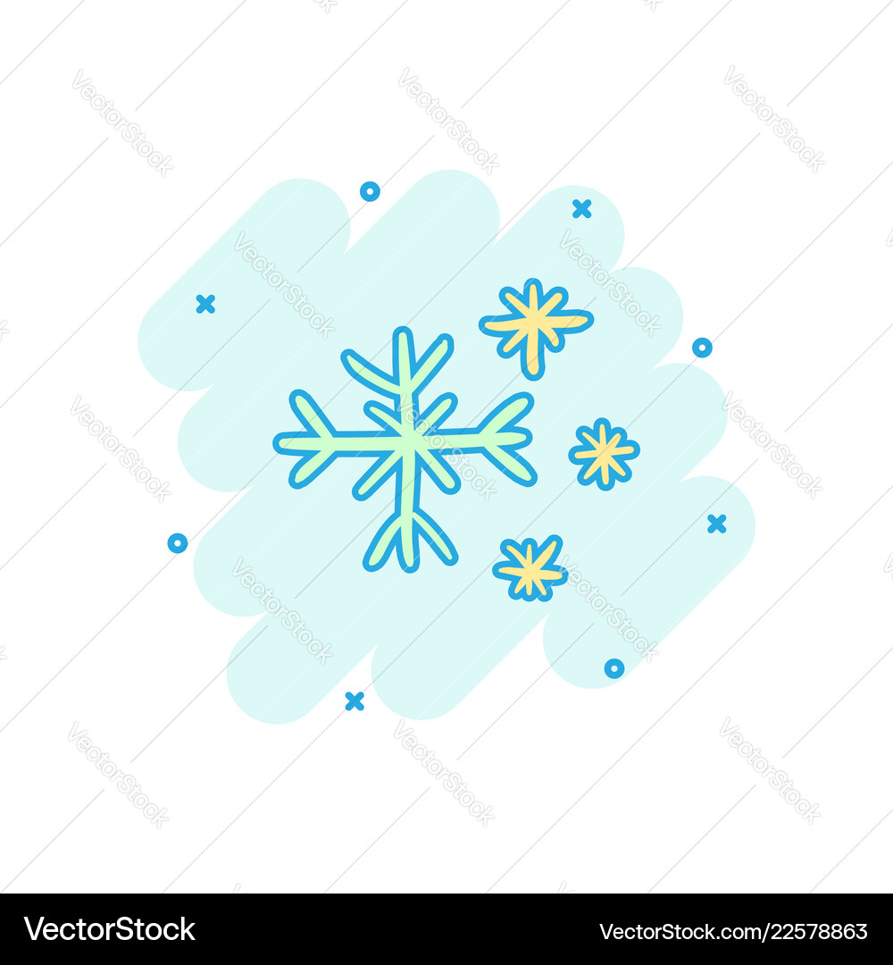 Cartoon hand drawn snowflake icon in comic style Vector Image