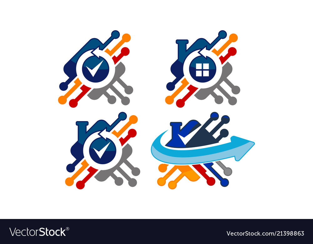 Chip home technology set Royalty Free Vector Image