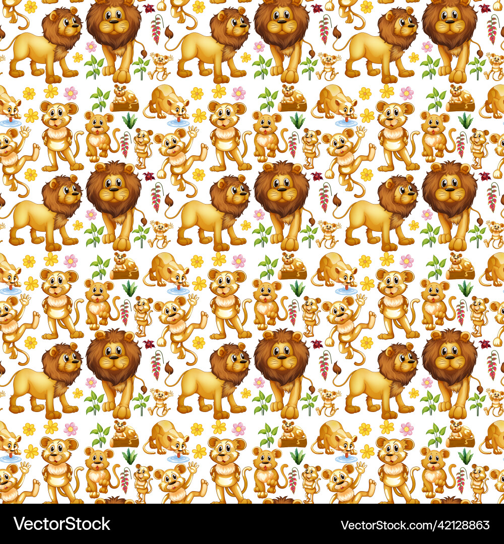 Cute animals cartoon seamless background Vector Image