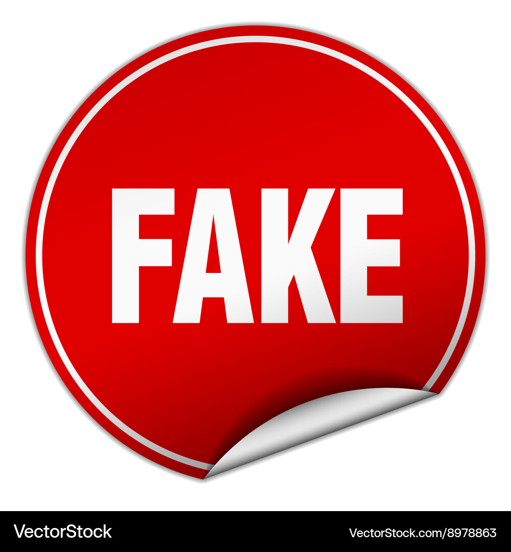 Fake round red sticker isolated on white Vector Image