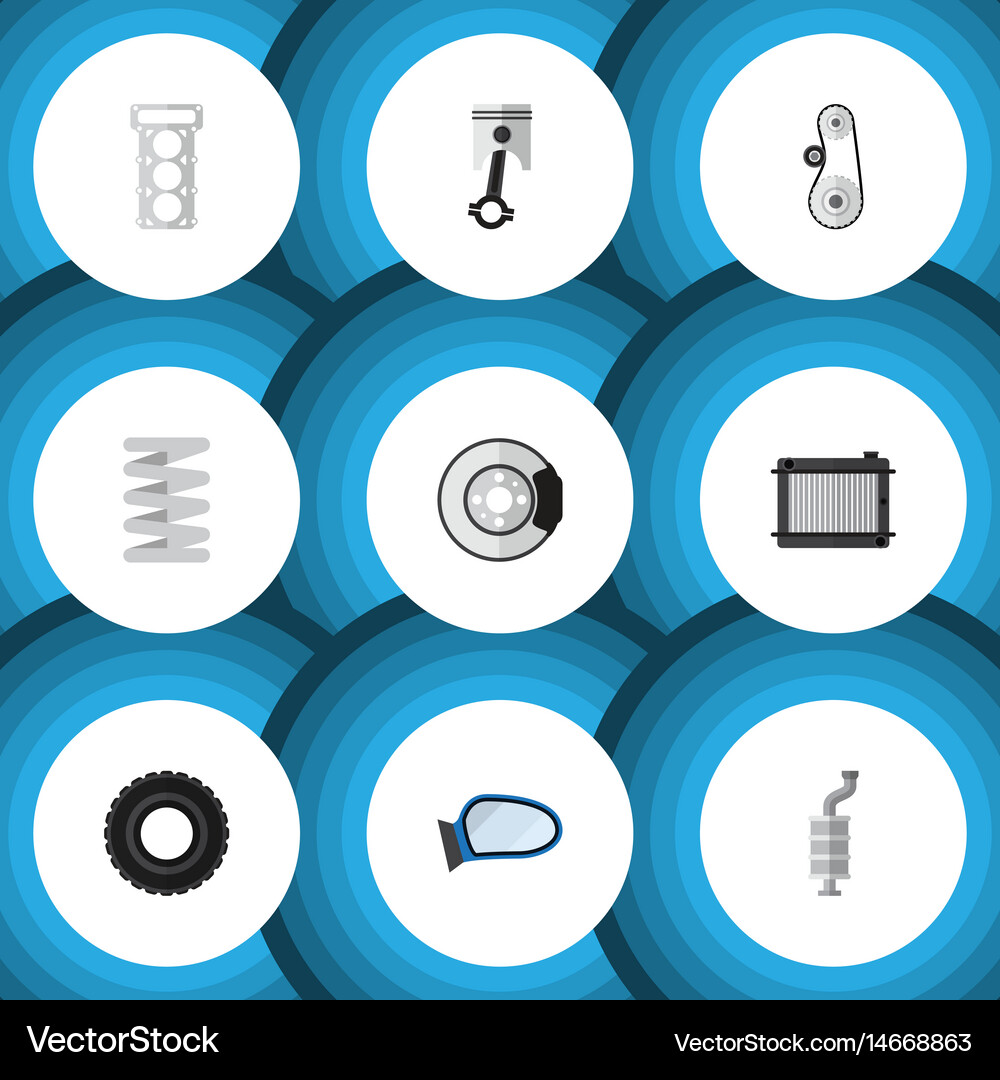 Flat component set of heater conrod wheel Vector Image