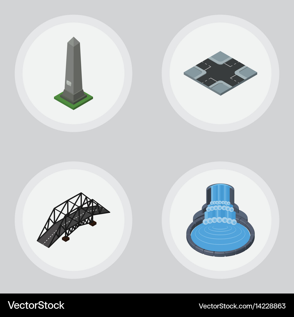 Isometric city set of intersection expressway dc Vector Image