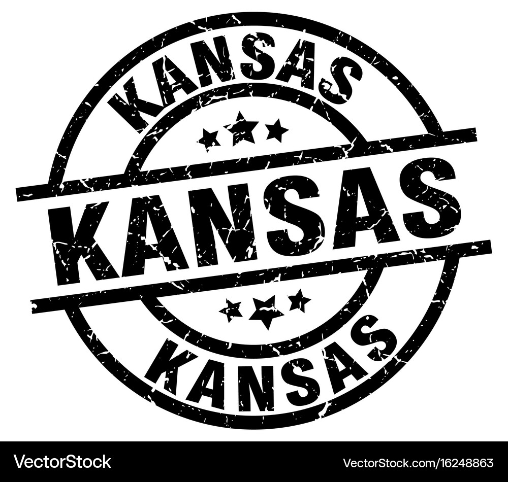 Kansas black round grunge stamp Royalty Free Vector Image