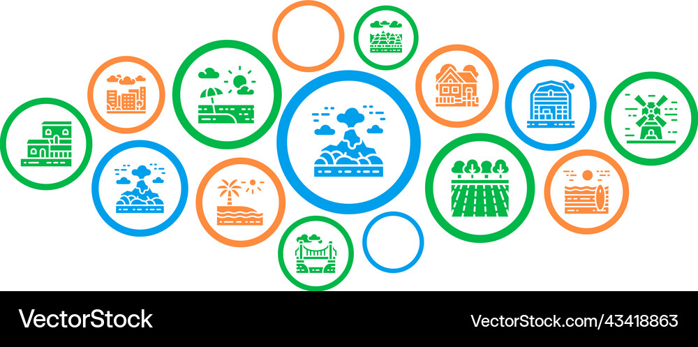 Landscape business icons concept Royalty Free Vector Image