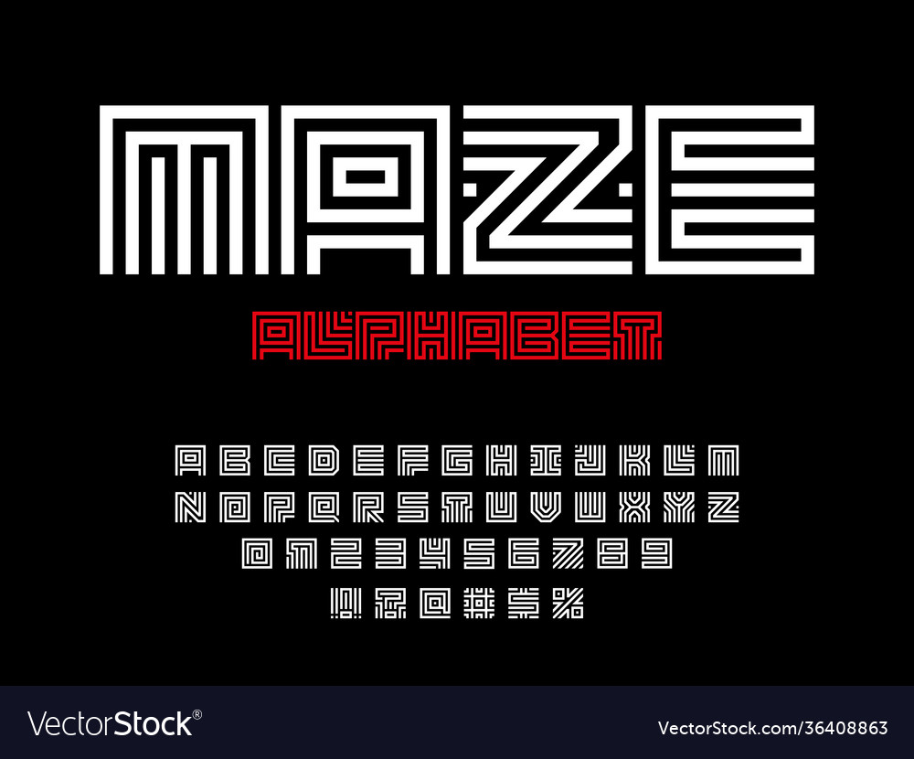 Maze font Royalty Free Vector Image - VectorStock