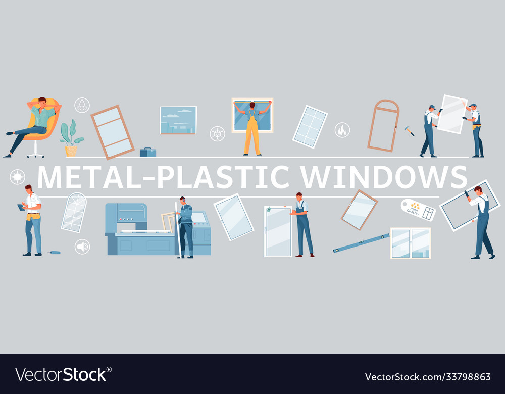 Plastic windows flat pattern Royalty Free Vector Image