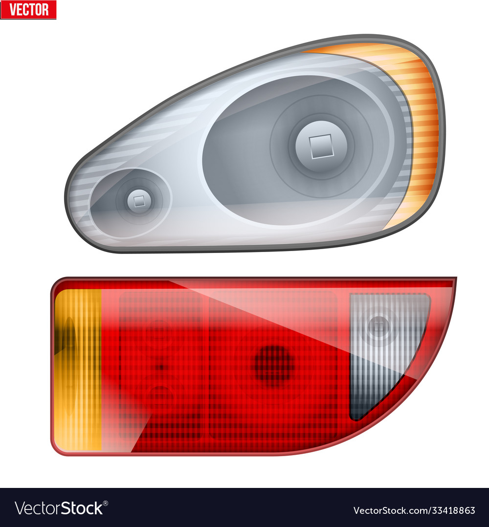 Rectangular car headlight and backlight Royalty Free Vector
