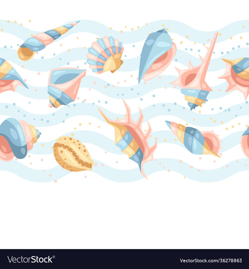 Seamless pattern with seashells Royalty Free Vector Image