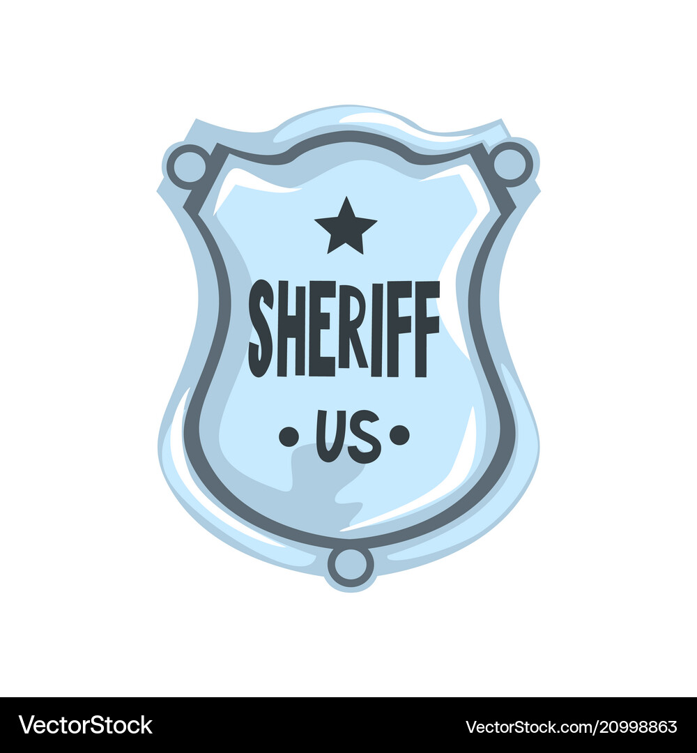 Silver sheriff shield badge american justice Vector Image