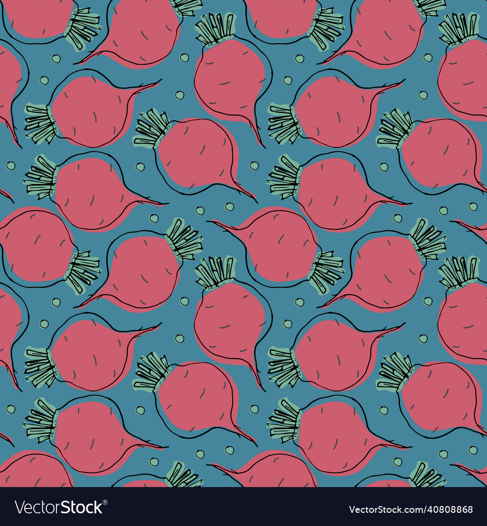 Beetroot vegetables seamless pattern vegetarian Vector Image Beetroot vegetables seamless pattern vegetarian Vector Image