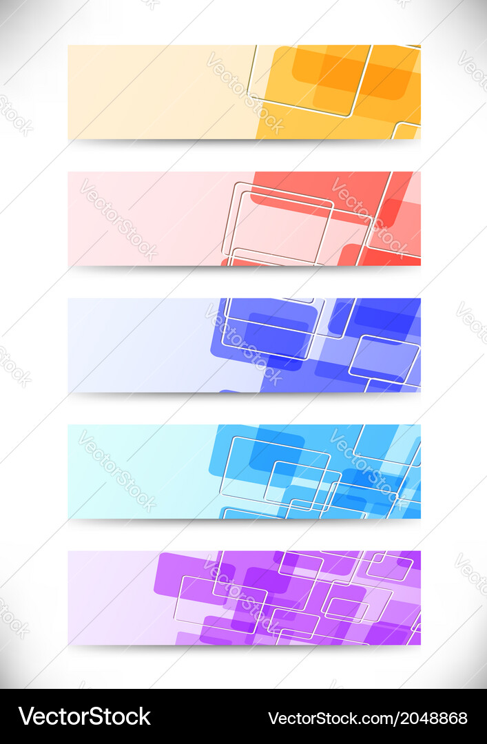 Bright colorful tiles fly banners set Royalty Free Vector