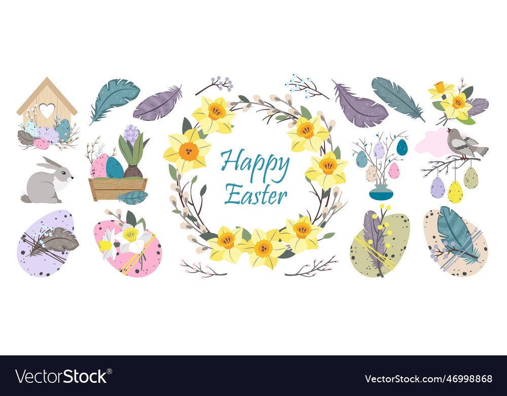 Easter clipart set Royalty Free Vector Image - VectorStock