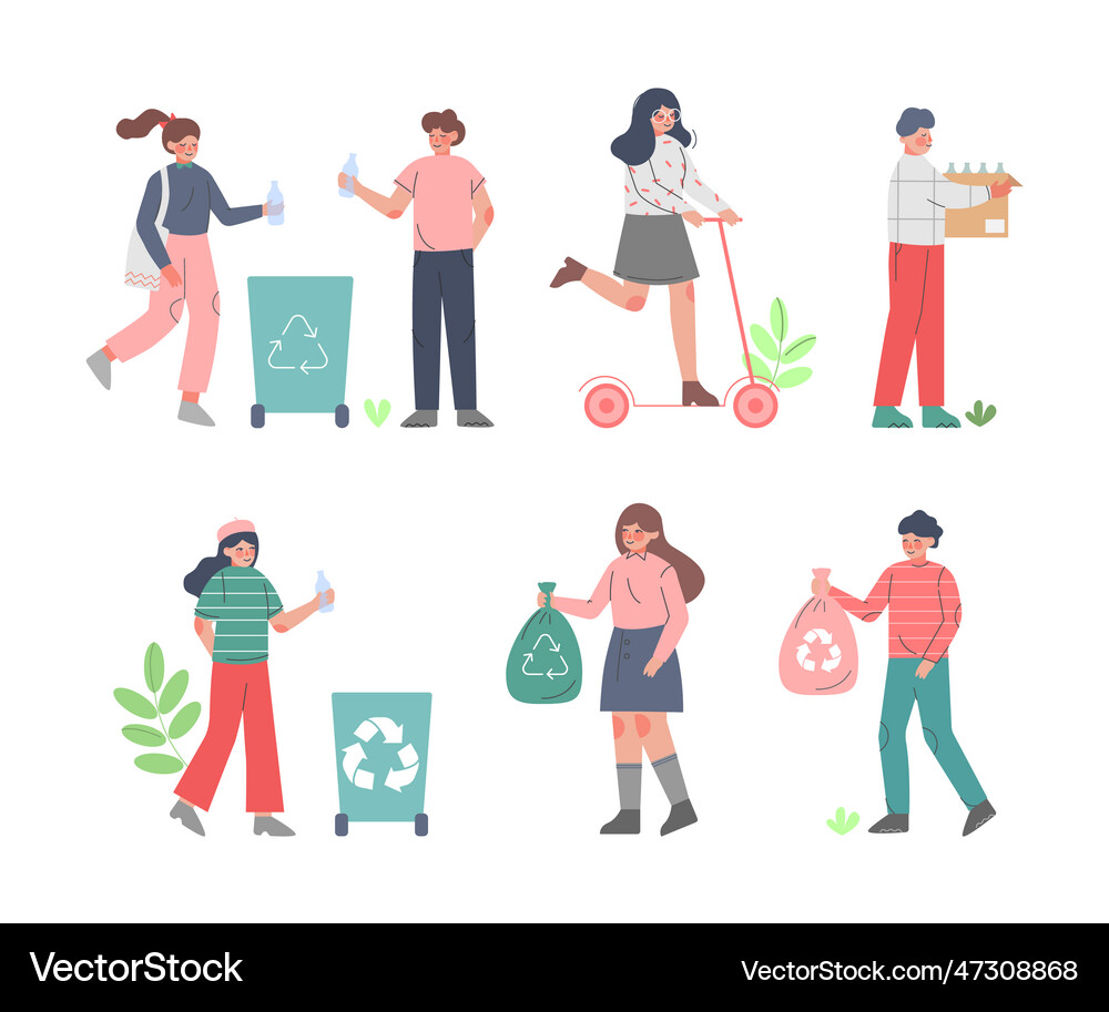 Eco friendly lifestyle with people characters Vector Image