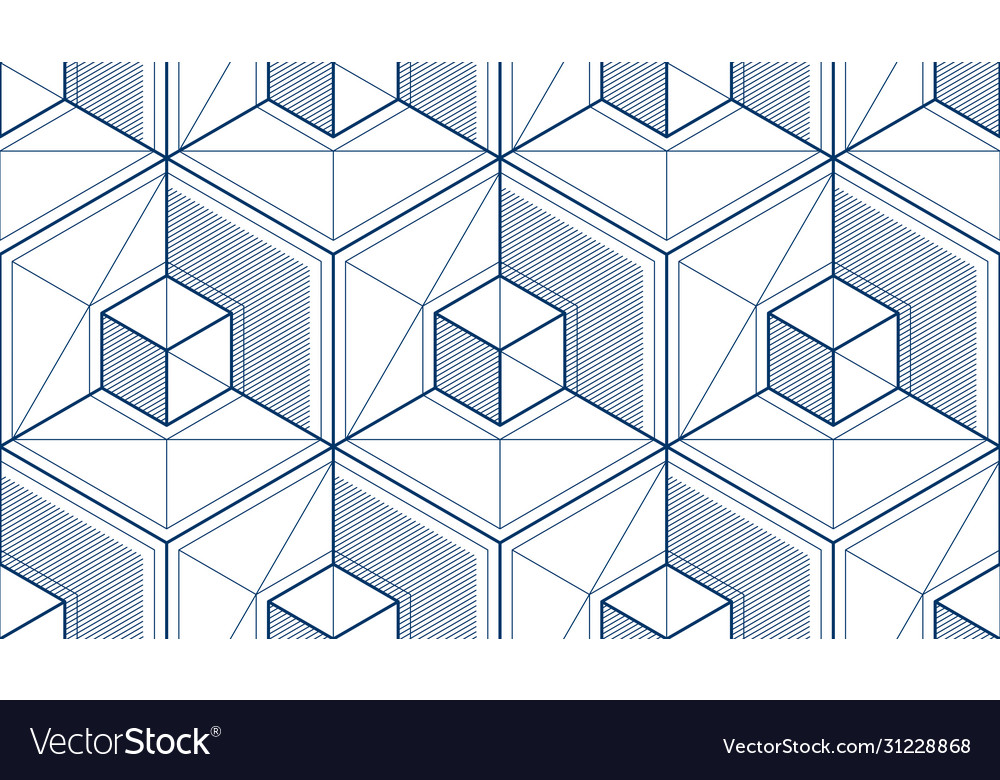 Geometric cubes abstract seamless pattern 3d Vector Image