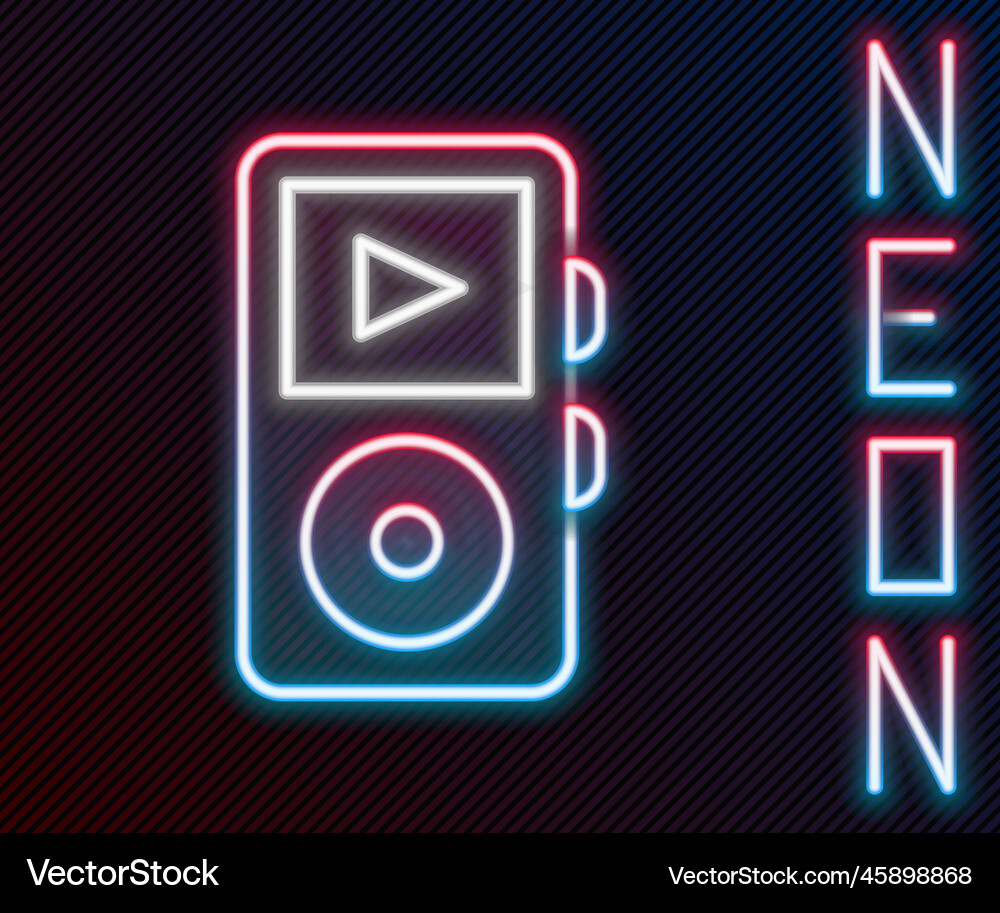 Glowing neon line music player icon isolated Vector Image