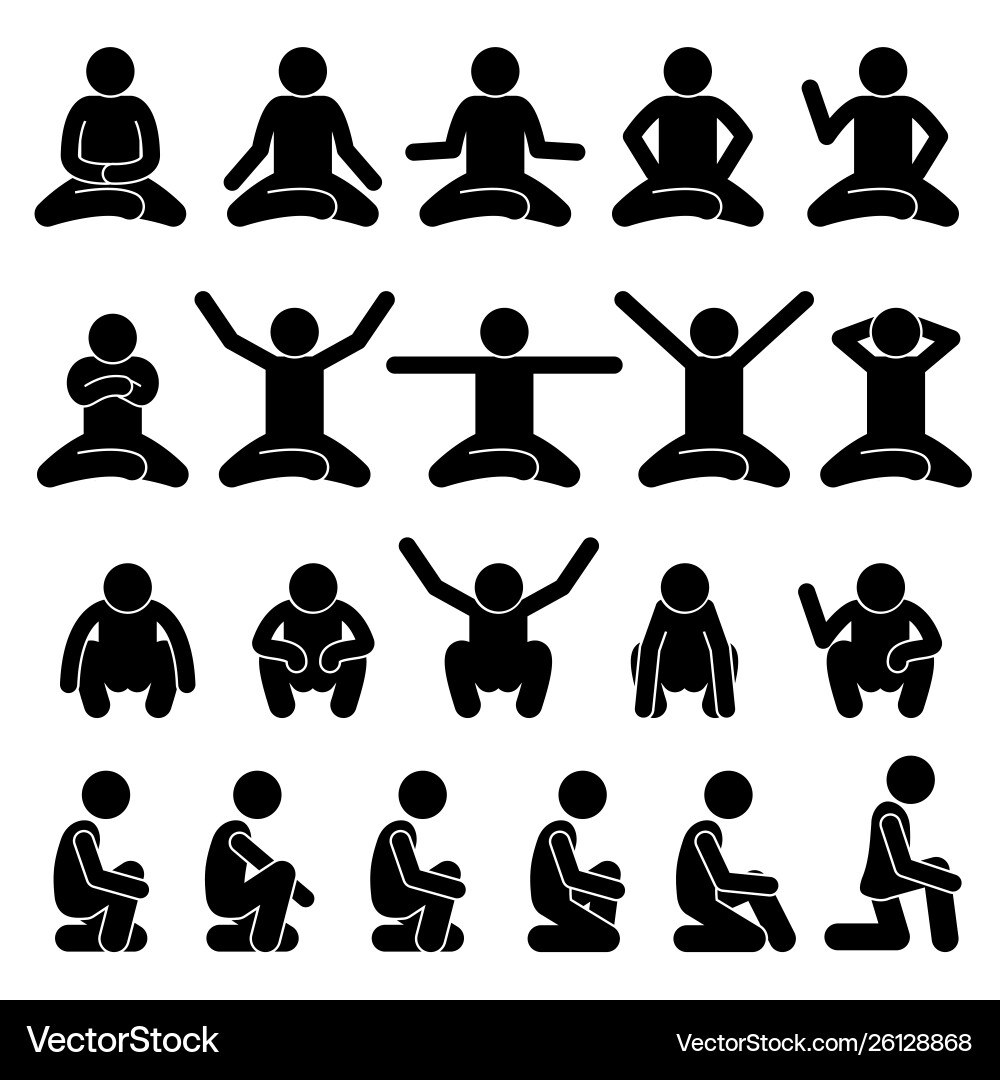 Human man people sitting and squatting Royalty Free Vector