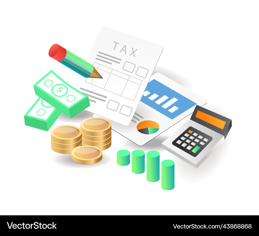 Isometric concept calculating the income Vector Image