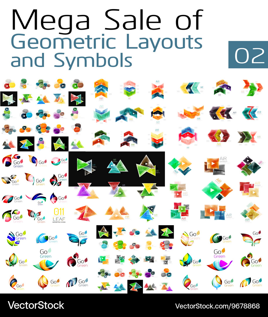 Mega collection of abstract symbols Royalty Free Vector