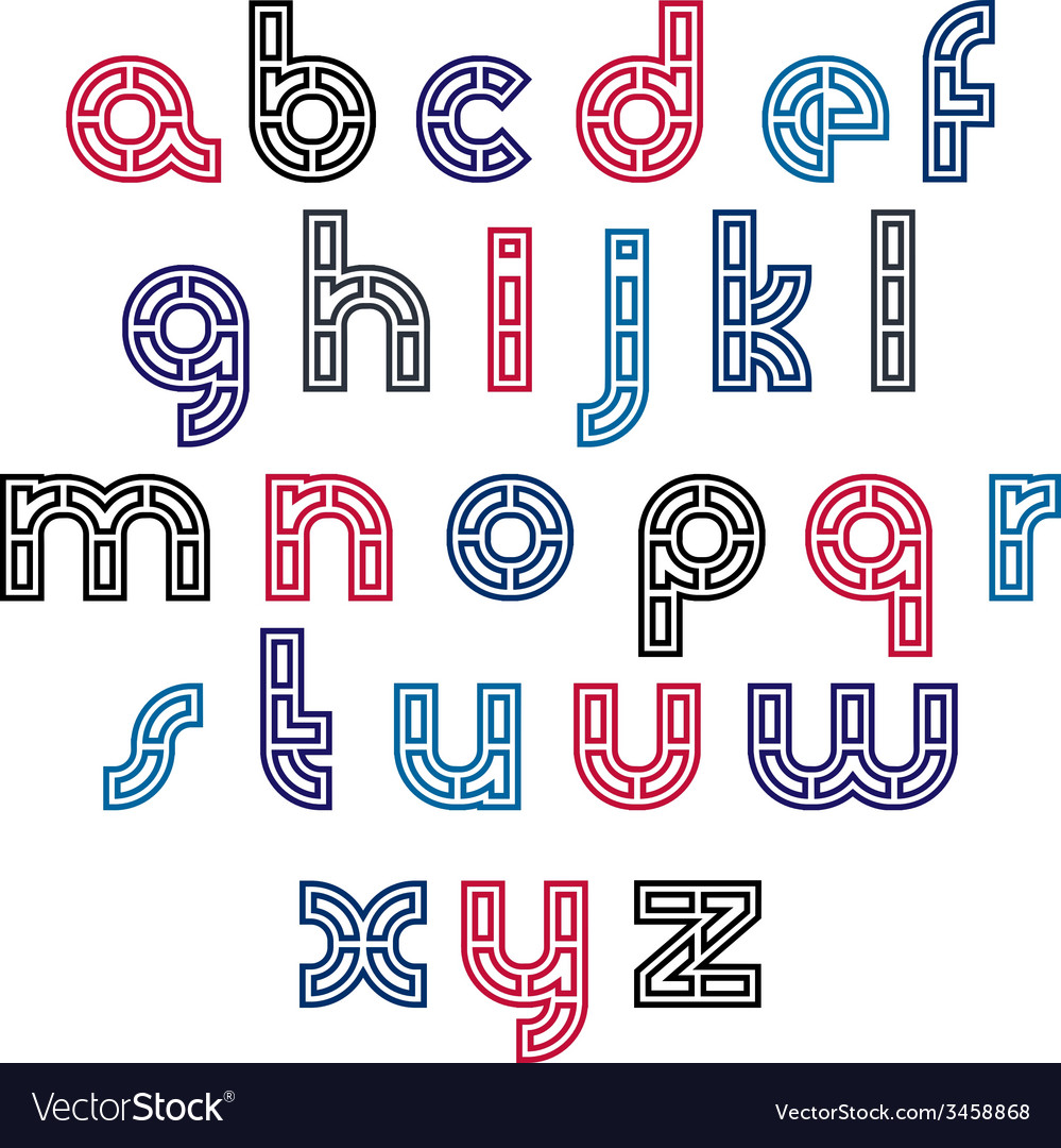 Rounded bright technical small characters created Vector Image