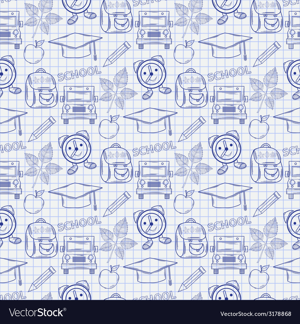 Seamless school pattern with varios elements Vector Image