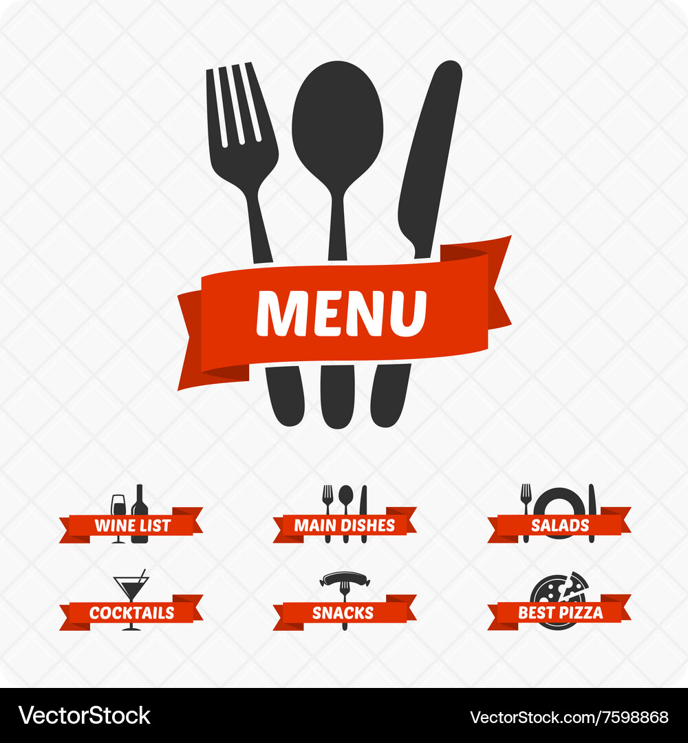 Set restaurant signs symbols logo Royalty Free Vector Image