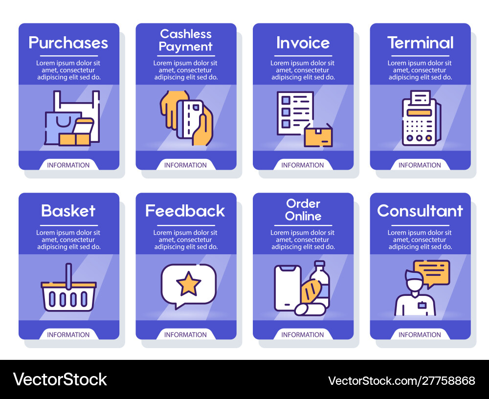 Shopping items color icons set Royalty Free Vector Image