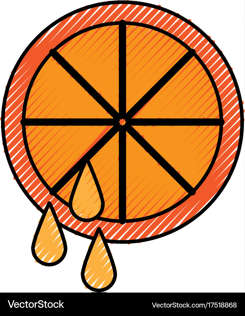 Sliced orange fruit drop juice harvest Royalty Free Vector