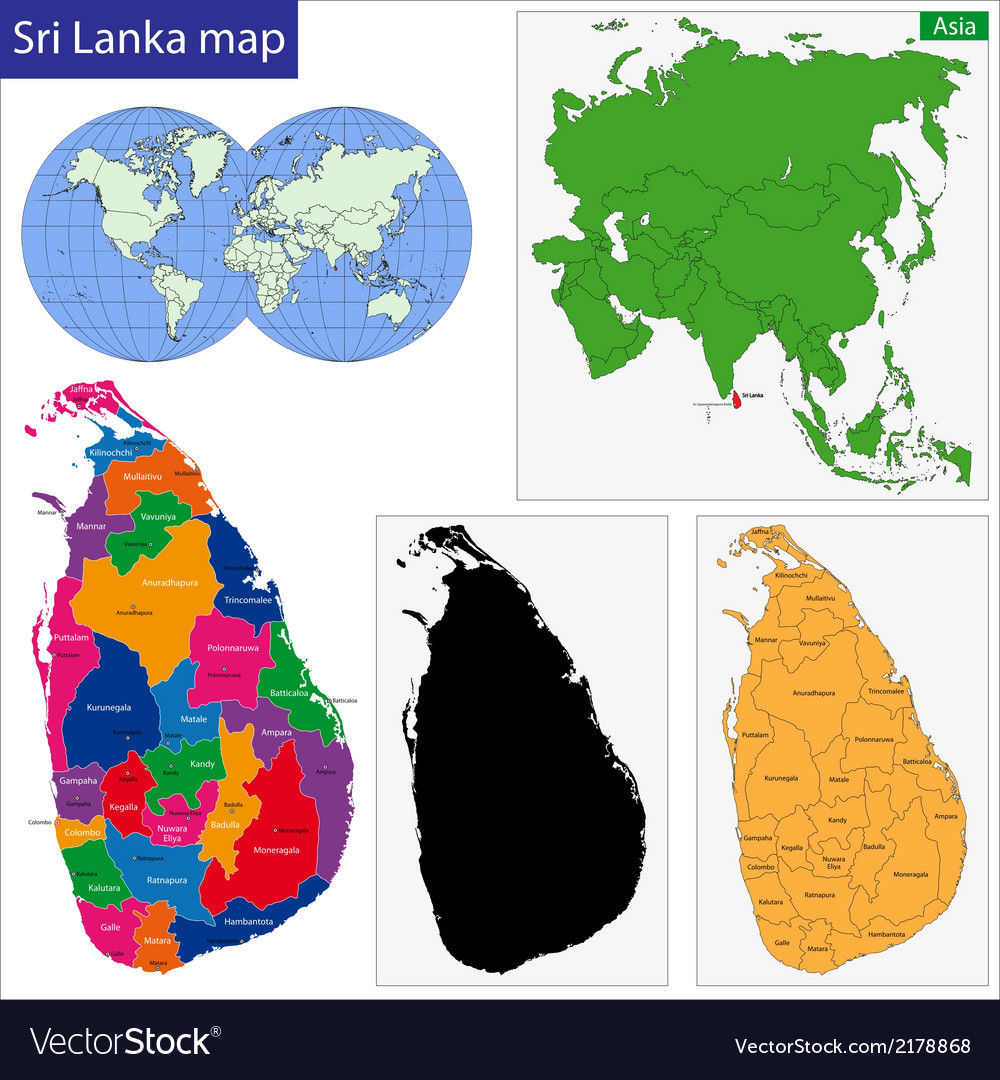 Sri lanka map Royalty Free Vector Image - VectorStock