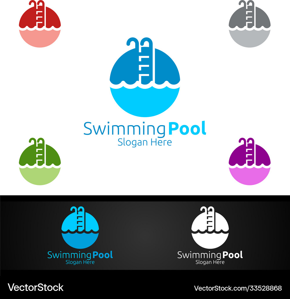Swimming pool service logo with cleaning Vector Image