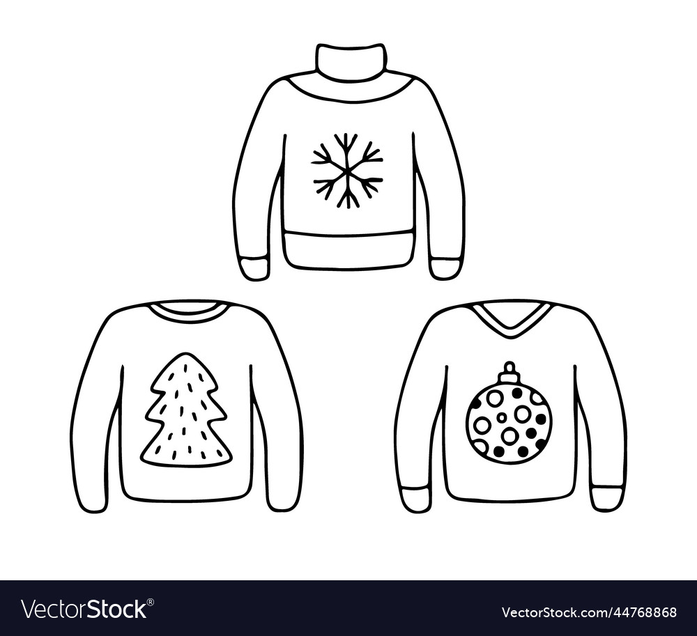 Ugly christmas sweaters with winter holidays Vector Image
