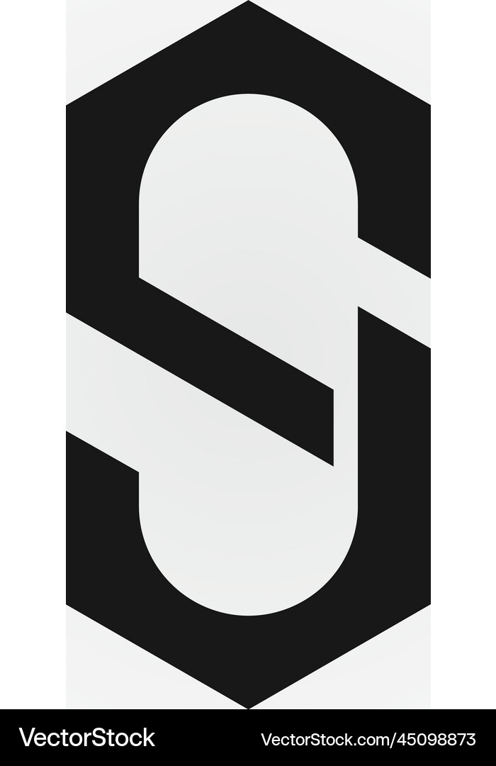 Abstract initial letter sj or js logo in black Vector Image