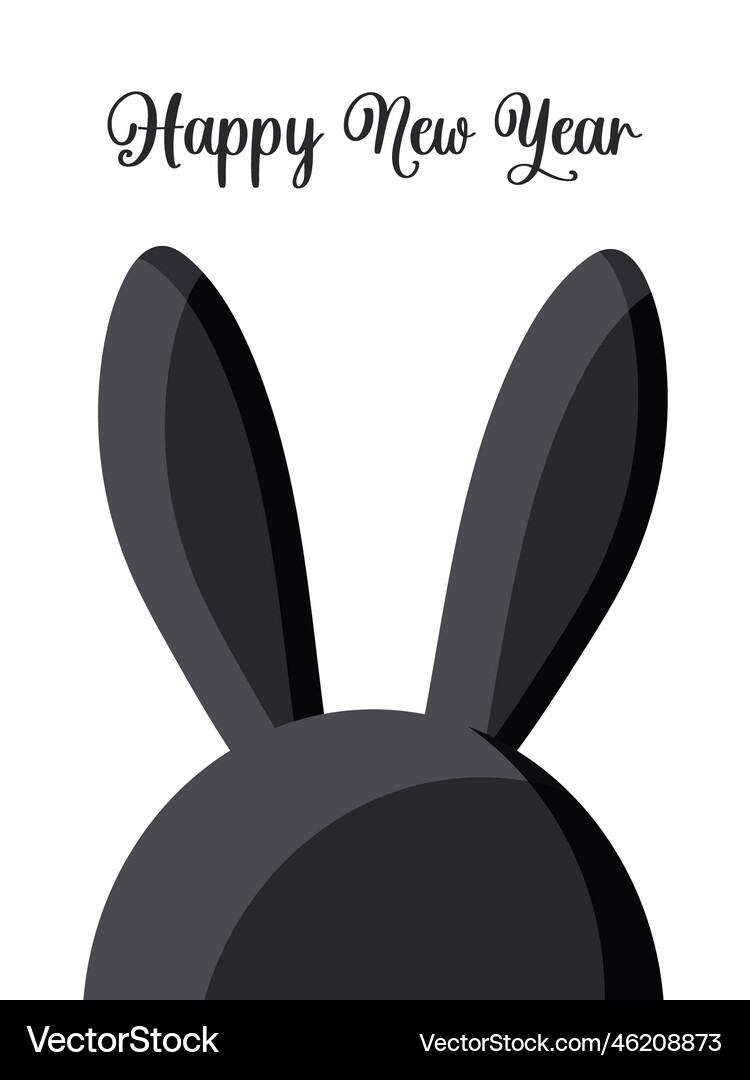 Black rabbit 2023 happy new year Royalty Free Vector Image