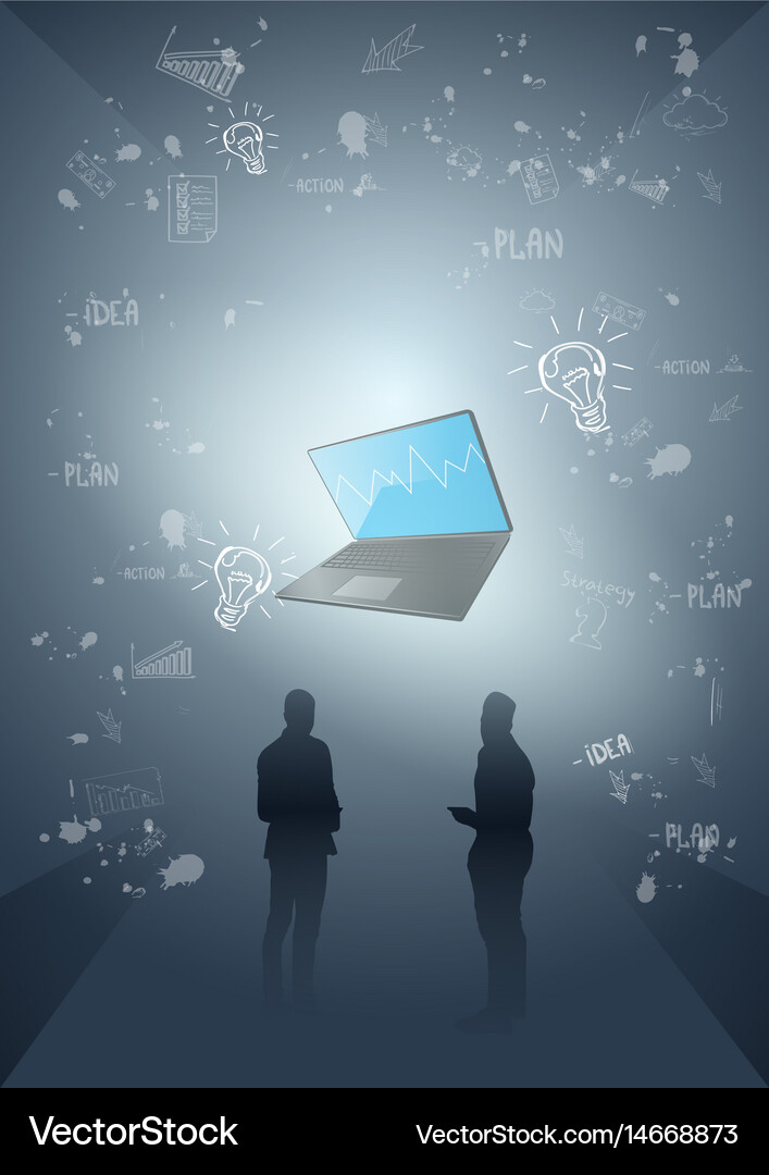 Business people group silhouette ponder Royalty Free Vector