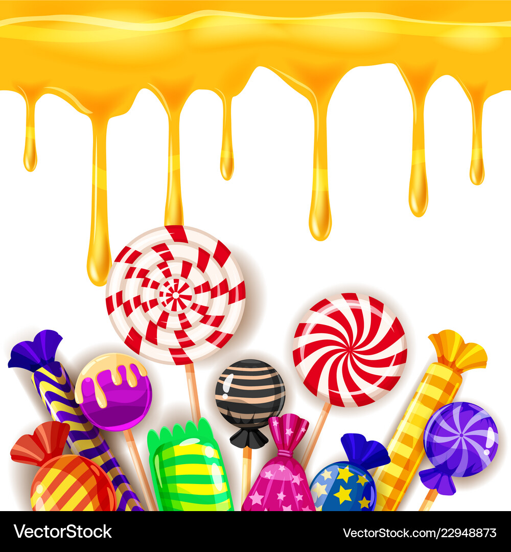 Candy sweet shop colorful template set Royalty Free Vector