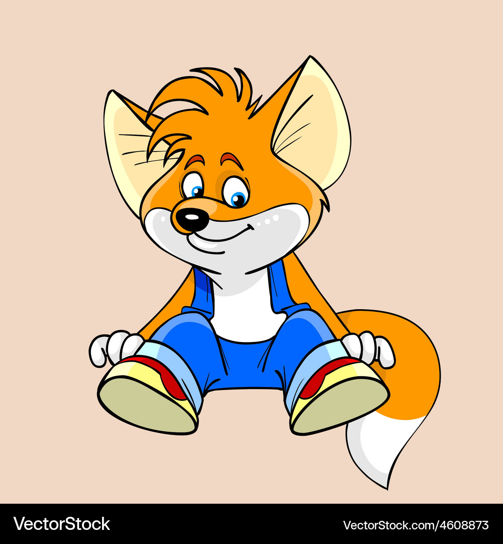 Cartoon fox sitting on the floor Royalty Free Vector Image