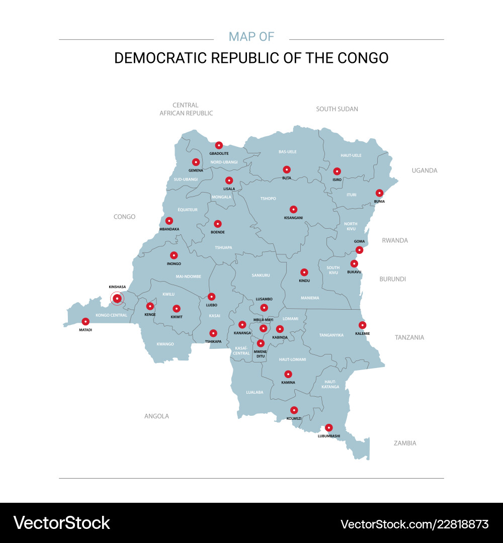 Dr of the congo map with red pin Royalty Free Vector Image