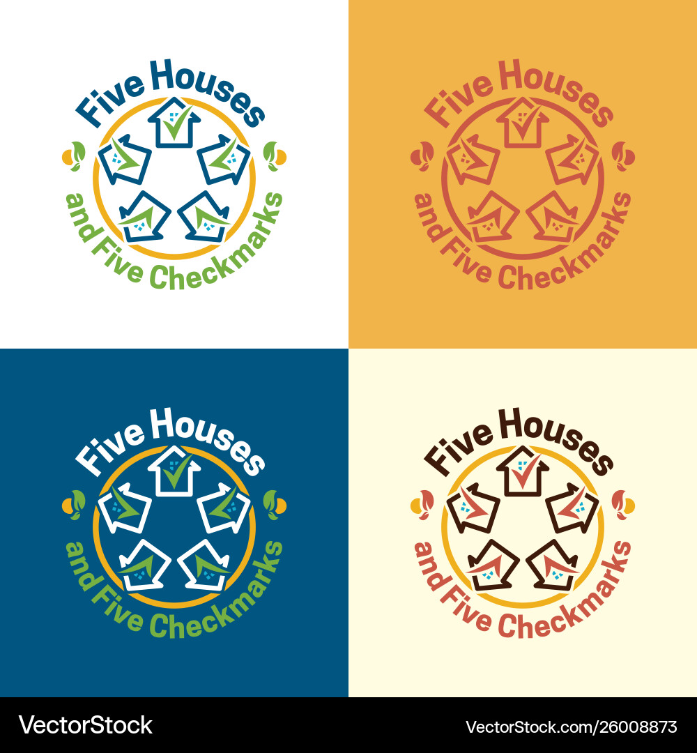 Five houses logo and icon Royalty Free Vector Image