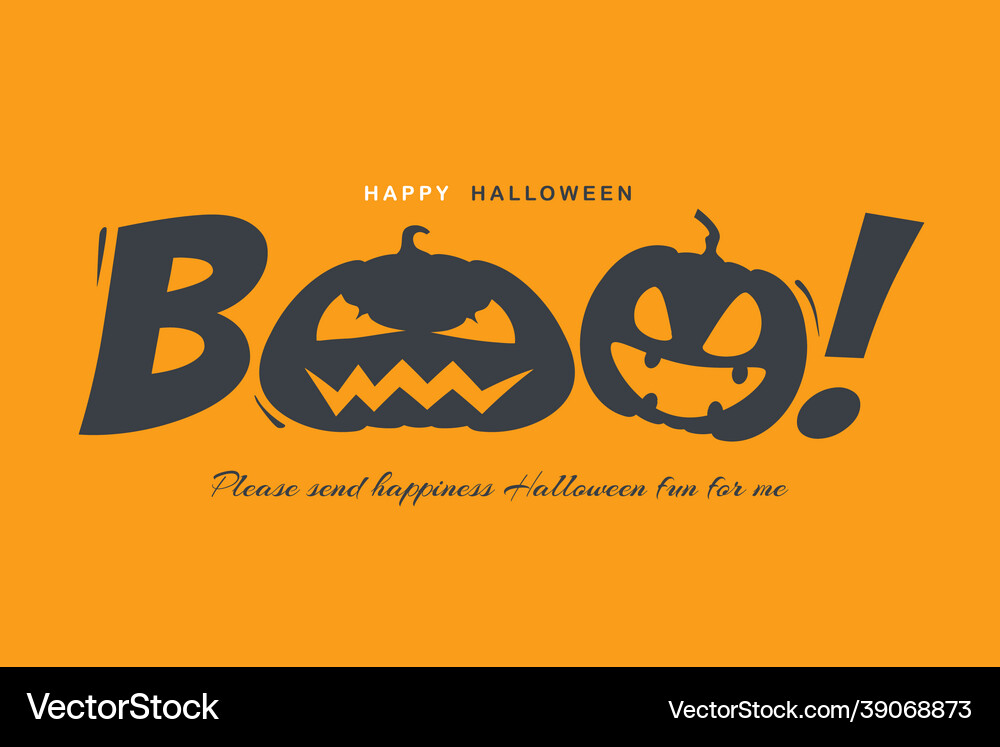 Halloween message boo on orange background Vector Image