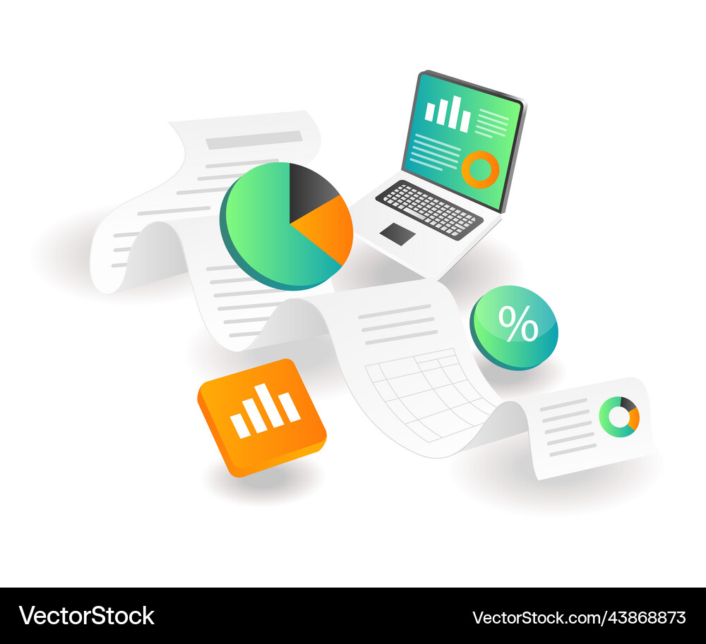 Isometric concept corporate financial accounting Vector Image